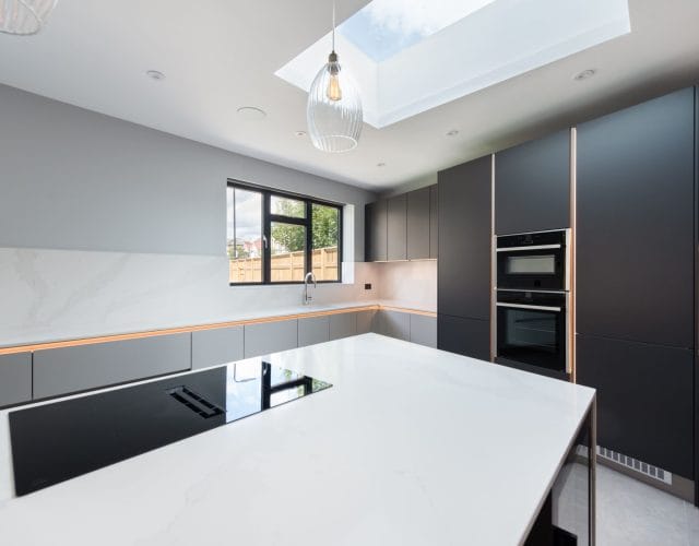 Sleek Modern Graphite and Platinum Grey Kitchen | Ebstone Kitchens