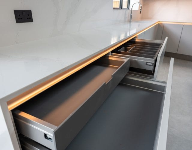 Sleek Modern Graphite and Platinum Grey Kitchen | Ebstone Kitchens