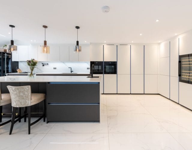 Modern Nolte Kitchen in White & Graphite | Ebstone Kitchens