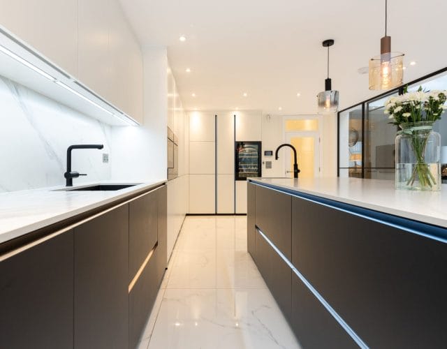 Modern Nolte Kitchen in White & Graphite | Ebstone Kitchens
